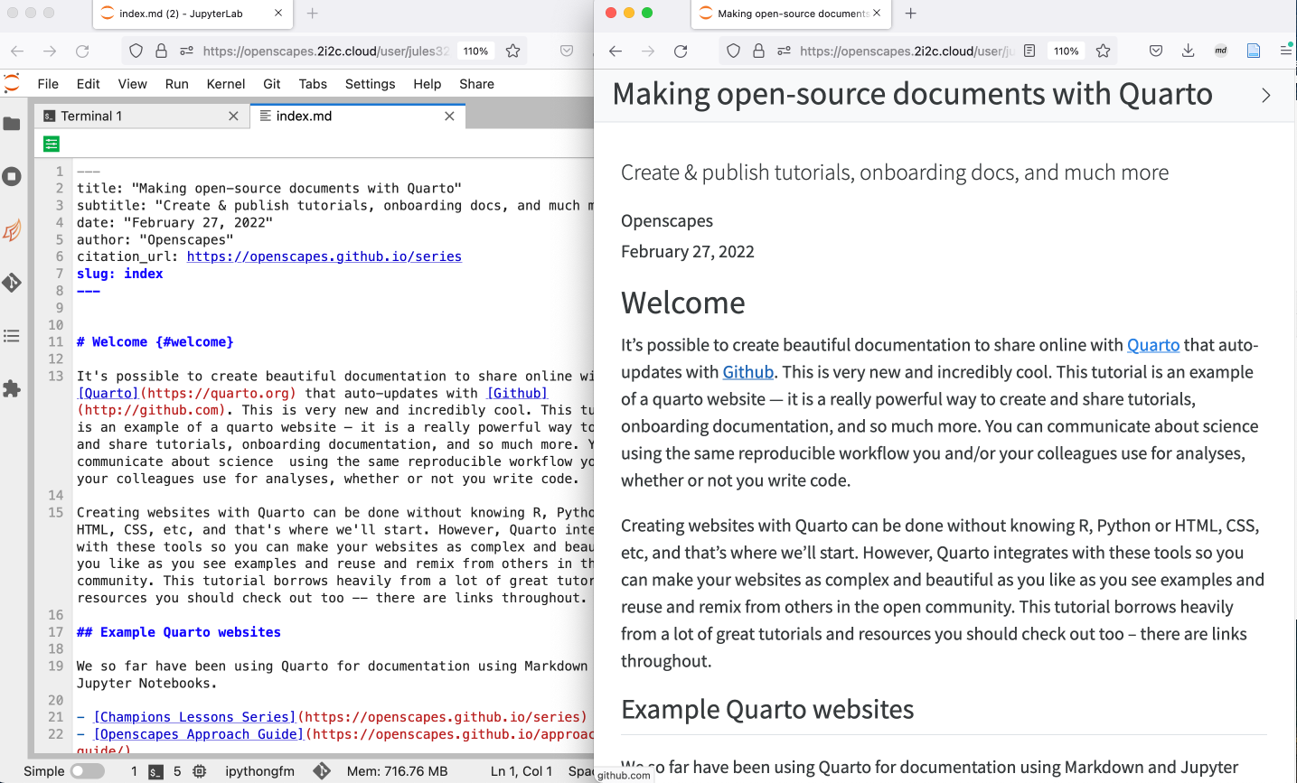 Making sharable documents with Quarto - From Jupyter